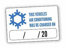 10 x Air Conditioning Recharged Stickers - 76mm x 51mm - Service - MOT ...