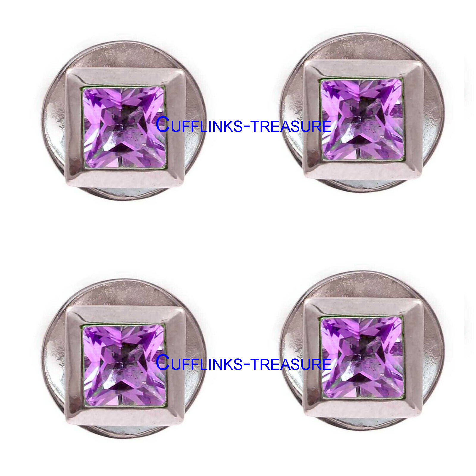 Natural Amethyst Gemstone 925 Sterling Silver Tuxedo Buttons set For ...