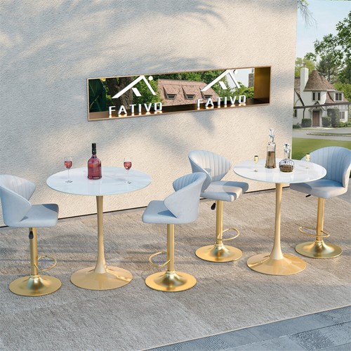 Smooth Round Sintered Stone Breakfast Bar Table Bistro Pub Table Tulip ...