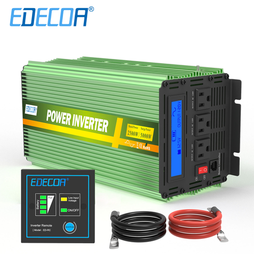 EDECOA 2500W Power Inverter Pure Sine Wave 12V dc to 120V ac LCD RV | eBay