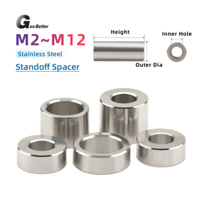 M2~M12 Stainless Steel Spacers Standoff Unthreaded Round Bushing Sleeve ...