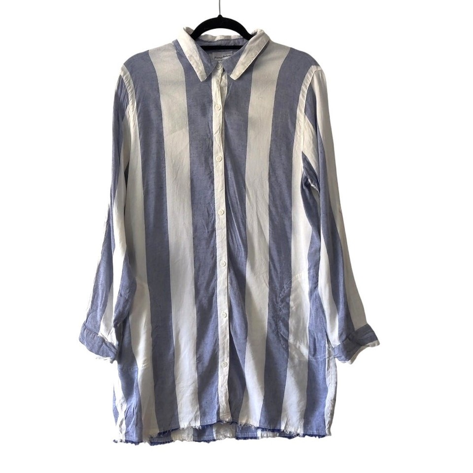 Tommy Bahama Rugby Beach Striped Print Boyfriend Cover-Up Shirt Dress ...