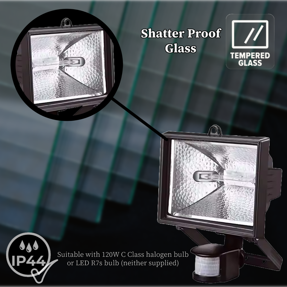 Motion Sensor Outdoor Security Floodlight Hard Wired Halogen Garden ...