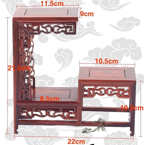 8.6" Rosewood High Low Rack Art Craft Stand Bonsai Stone Vase Plant ...