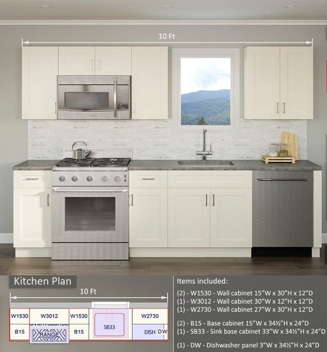 10 ft RTA Kitchen Cabinet White Shaker Premier Solid Wood Set | eBay