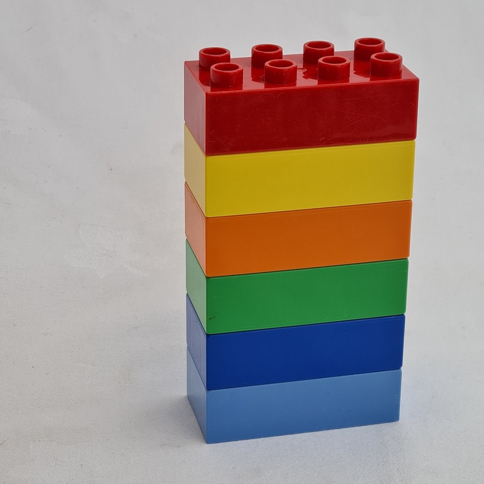 Six Bricks Set. Duplo 2x4 Blocks, 6 Colour Set. Genuine Lego, Washed ...
