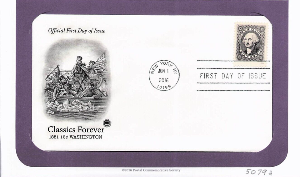 First Day Cover, Postal Commemorative Society 2016, 1851 12c ...