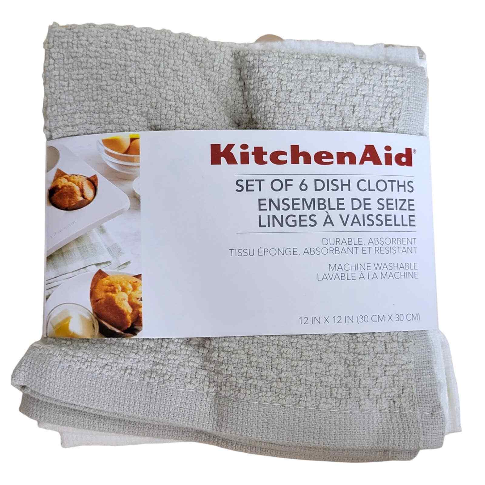 NEW KitchenAid Dishcloths in Tan/White (Pack of 6) | eBay