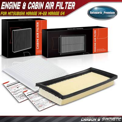 Engine & Cabin Air Filter for Mitsubishi Mirage 14-22 Mirage G4 17-22 1 ...