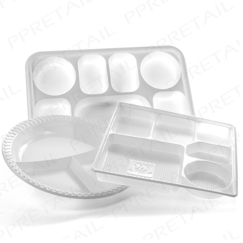 DISPOSABLE PLASTIC SECTION PLATES Party Divider Serving Tray Snacks ...