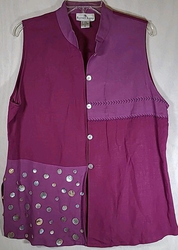 Russell Kemp Sleeveless Blouse Womens Size 16 Linen/Rayon Blend Purple ...