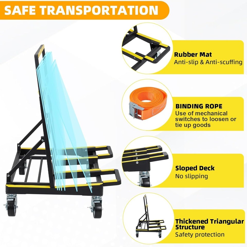 Drywall Cart Foldable Panel Dolly Cart 2200LBS Handling Sheetrock ...