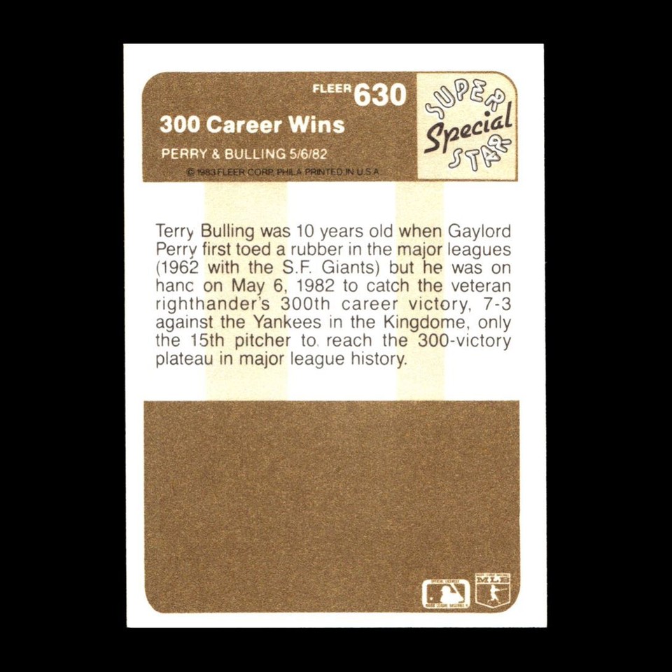 Gaylord Perry/Terry Bulling 1983 Fleer Seattle Mariners #630 NM Vintage ...