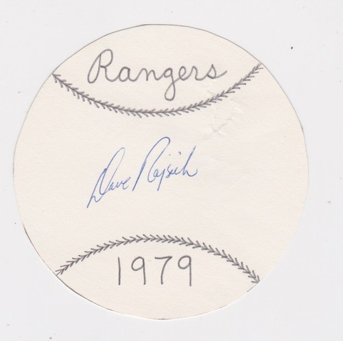 DAVE RAJSICH SIGNED RANGERS 3" BASEBALL DISC AUTO AUTOGRAPH DATED 1979 ...