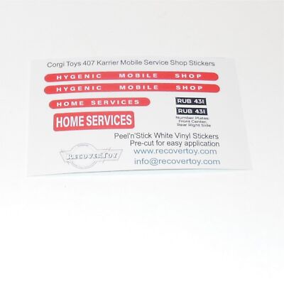 Corgi Toys 407 Karrier Mobile Home Shop Sticker Set | eBay