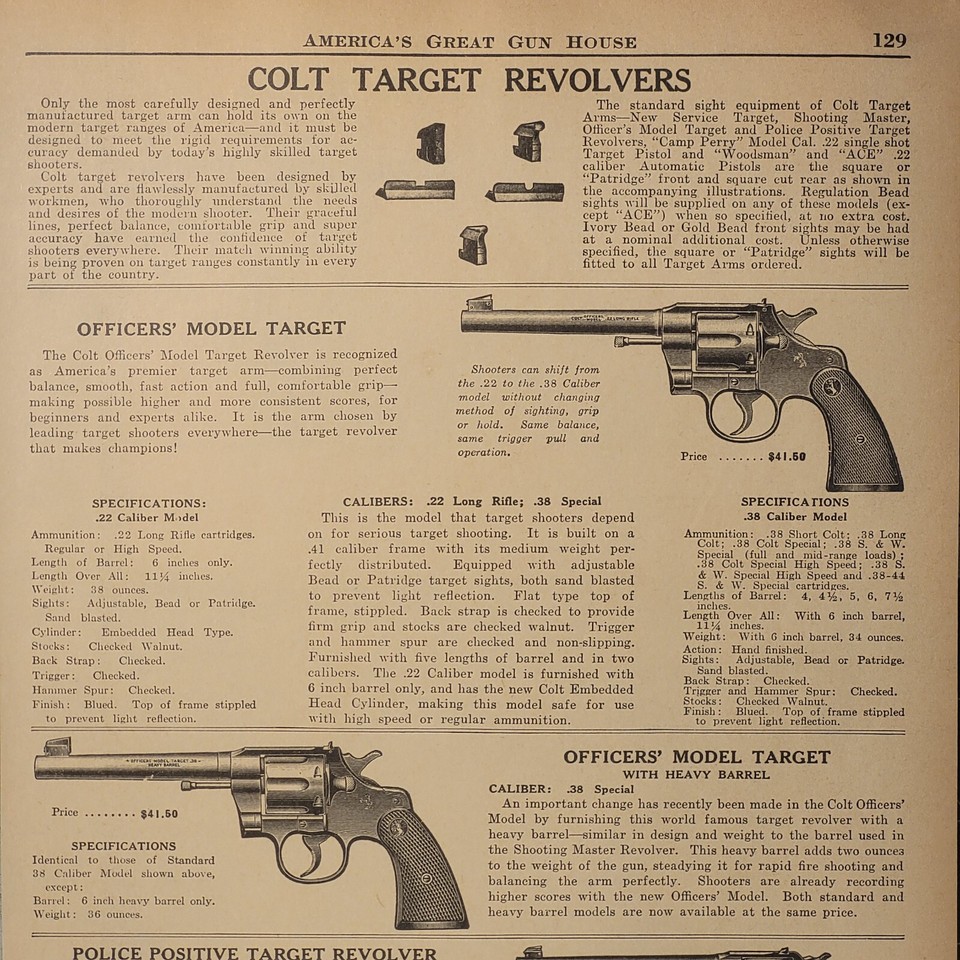 1939 COLT REVOLVER POLICE OFFICER TARGET-Full Page 8"x10" MagazineAd ...