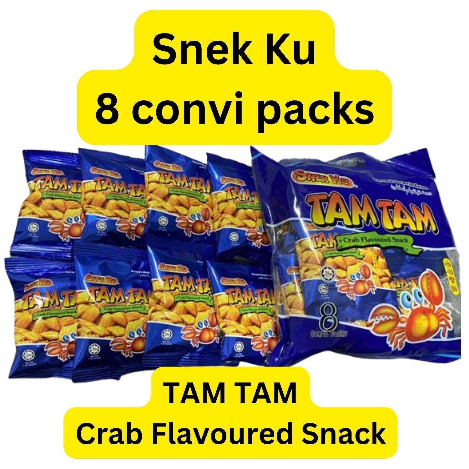 Halal Snekku TAM TAM - 8 x 25 g Convi Packs Crab Flavoured Snack From ...