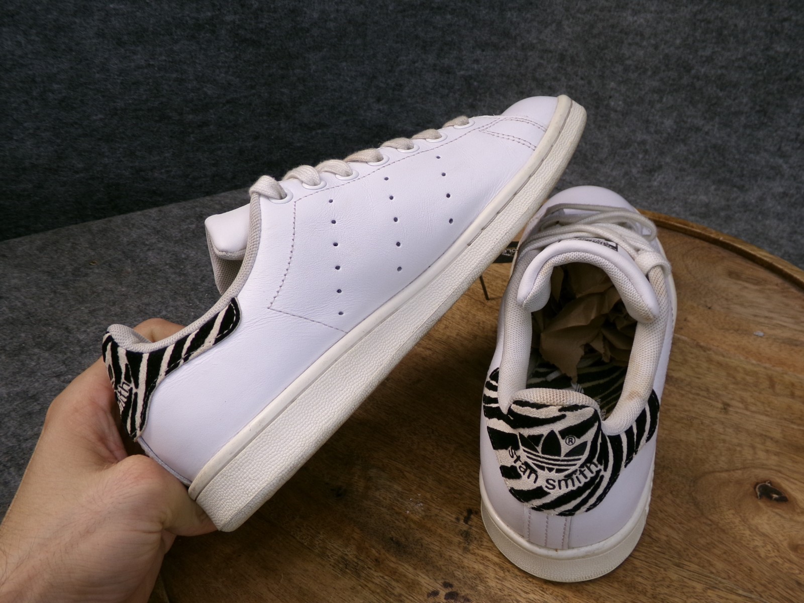 Adidas Stan Smith Zebra Print Sneakers Shoes White Black Womens Size 8 ...