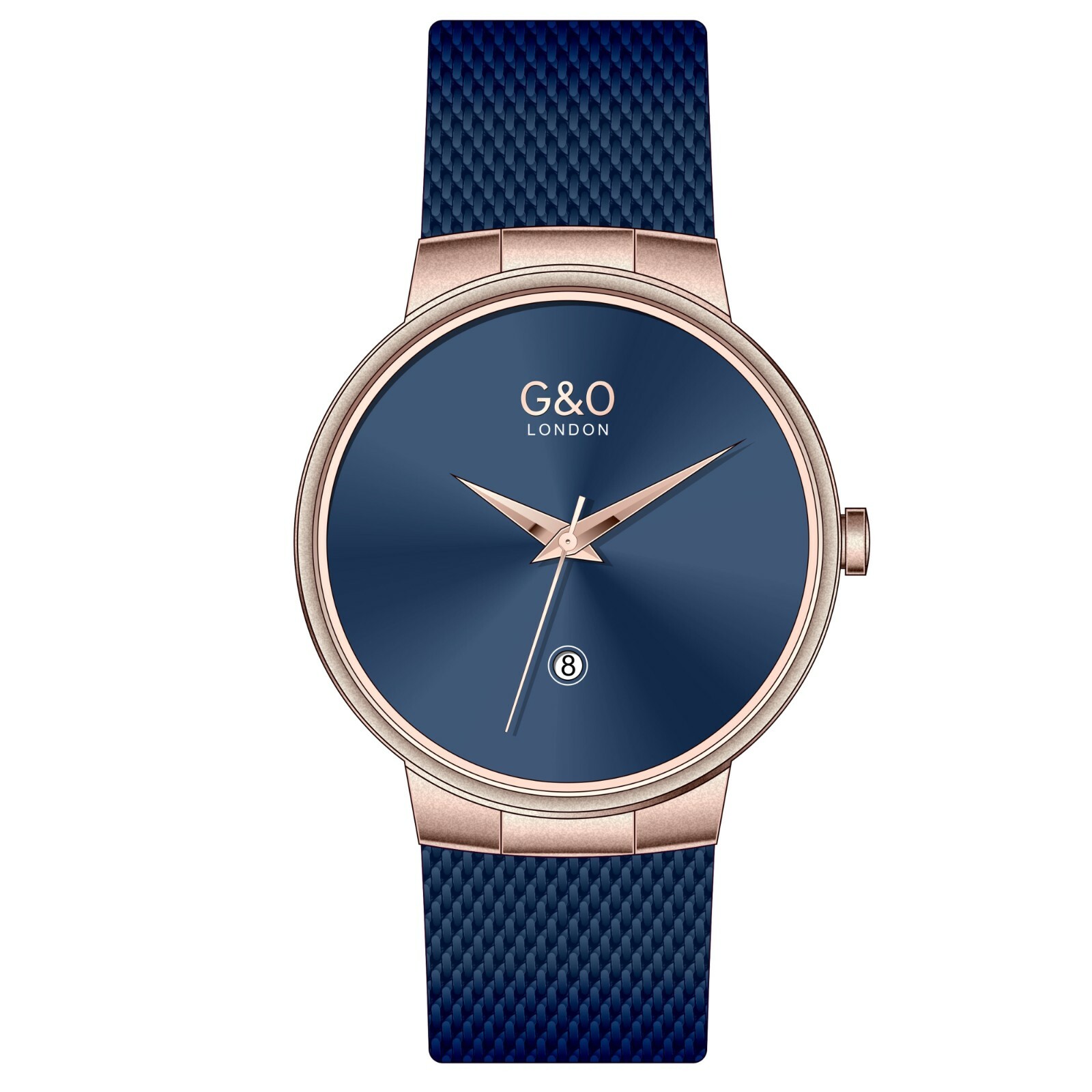 G&O London Watch Steel Mesh Band 3 ATM Water Resistant Japan Movement ...
