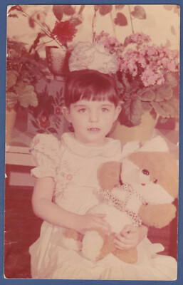 Beautiful Girl with a bow with a toy, Cute Baby Soviet Vintage Photo ...