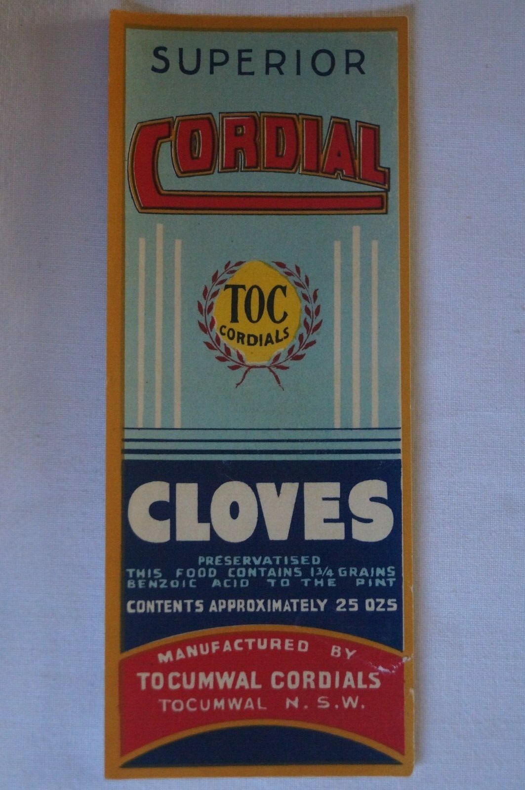 Cloves Superior Cordial Tocumwal Cordials Collectable Vintage ...