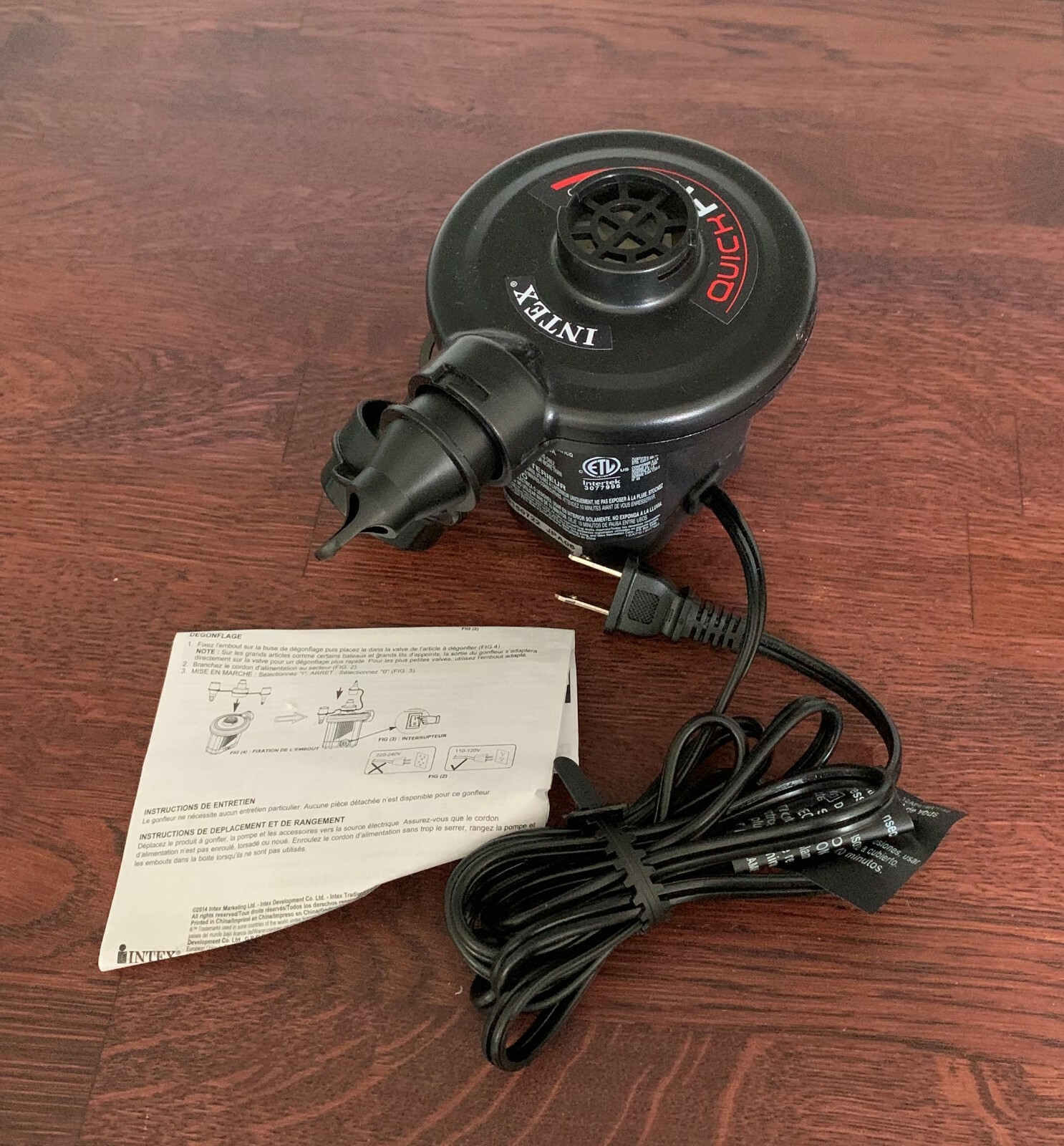 Intex Quick Fill Electric Air Pump with wall adapter Model AP619-III ...