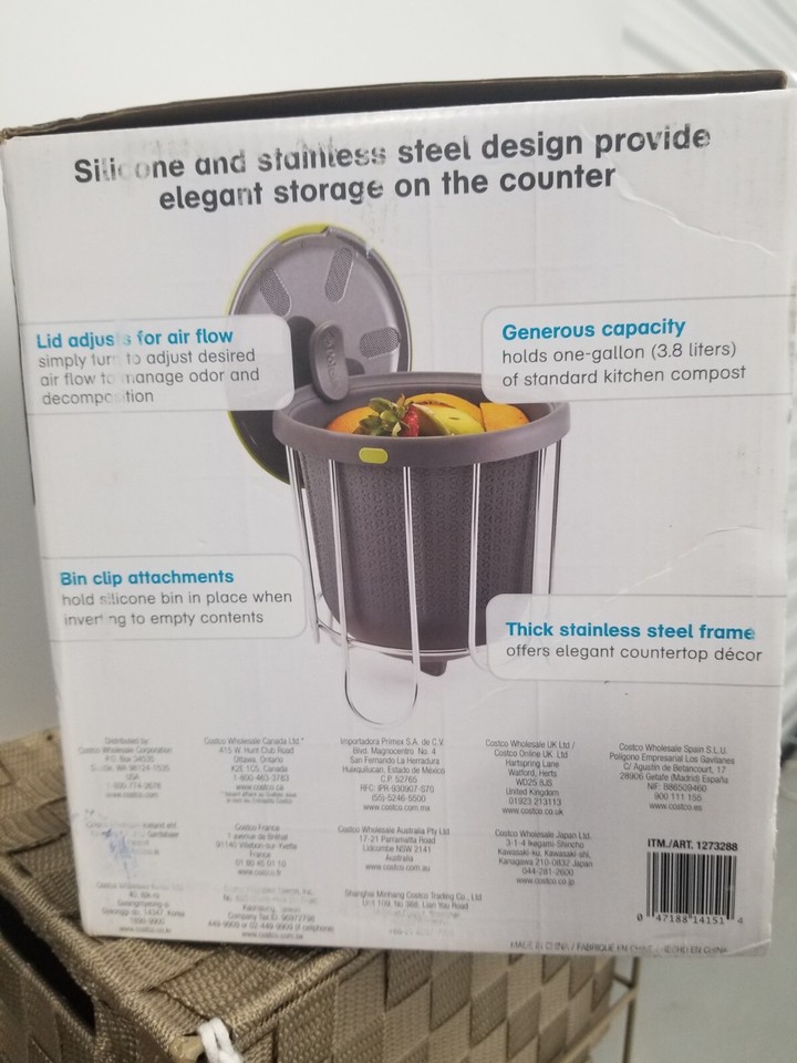 Polder, Kitchen Food Scraps Countertop Compost Storage Bin Trash Can ...