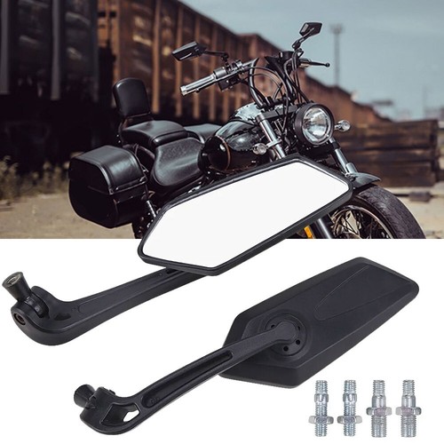 Black Short Stem Motorcycle Side Rear View Mirrors 8/10mm Fits for ...