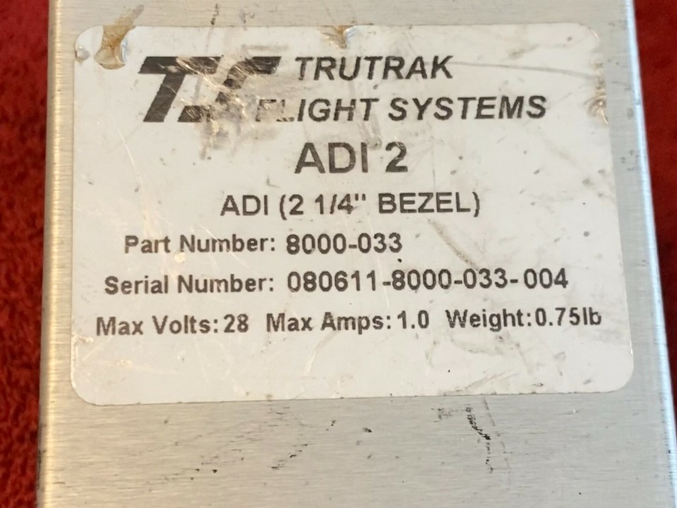 TRUTRAK FLIGHT SYSTEMS 2 1/4" ADI 2 P/N 8000-033 CORE | eBay