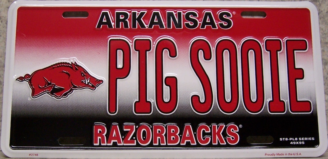 NCAA Aluminum License Plate Arkansas Razorbacks NEW GO SOOIE Made in ...