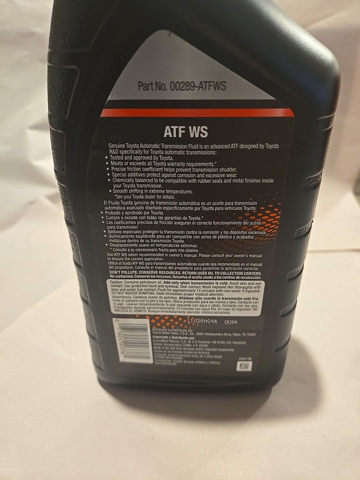 00289-ATFWS Toyota Genuine Automatic Transmission Fluid ATF WS | eBay