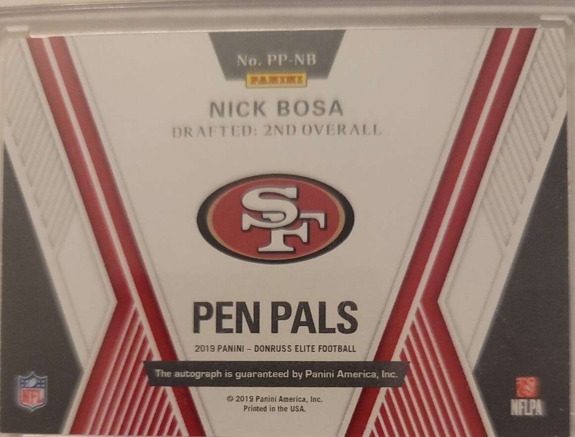 NICK BOSA 2019 PANINI ELITE PEN PALS BLUE INK ROOKIE AUTOGRAPHED | eBay