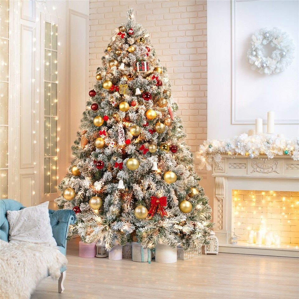 Artificial Christmas Tree with Lights Pre-lit Spruce Xmas Tree Multi ...