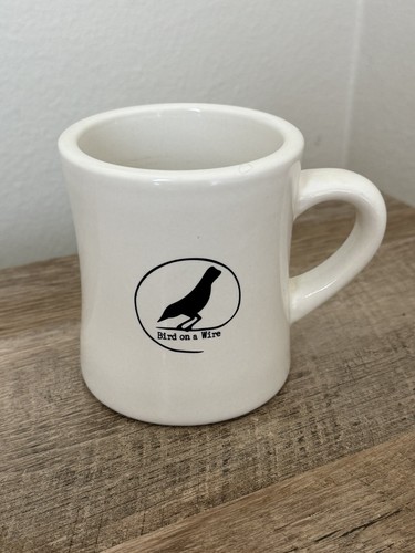 Black Bird On A Wire Coffee Mug M Ware Cup Cream Ceramic Raven Crow | eBay