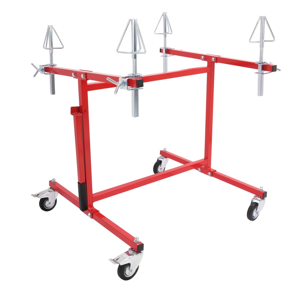 Red Mobile Wheel Panel Paint Stand Wheel Rim Painting Stand Auto Body ...