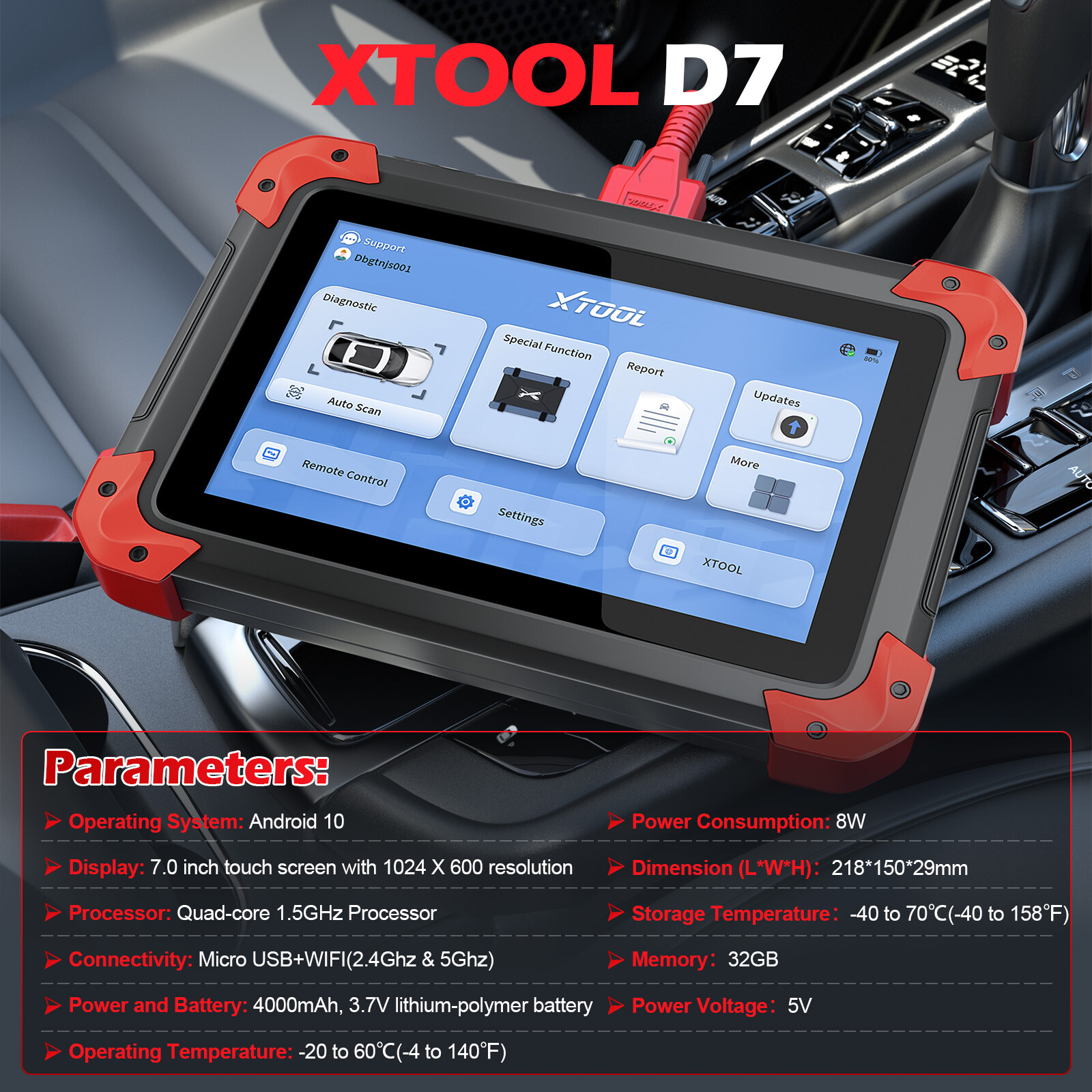 XTOOL D7 OBD2 Scan Auto VIN All System Diagnostic scanner EPB ABS ...