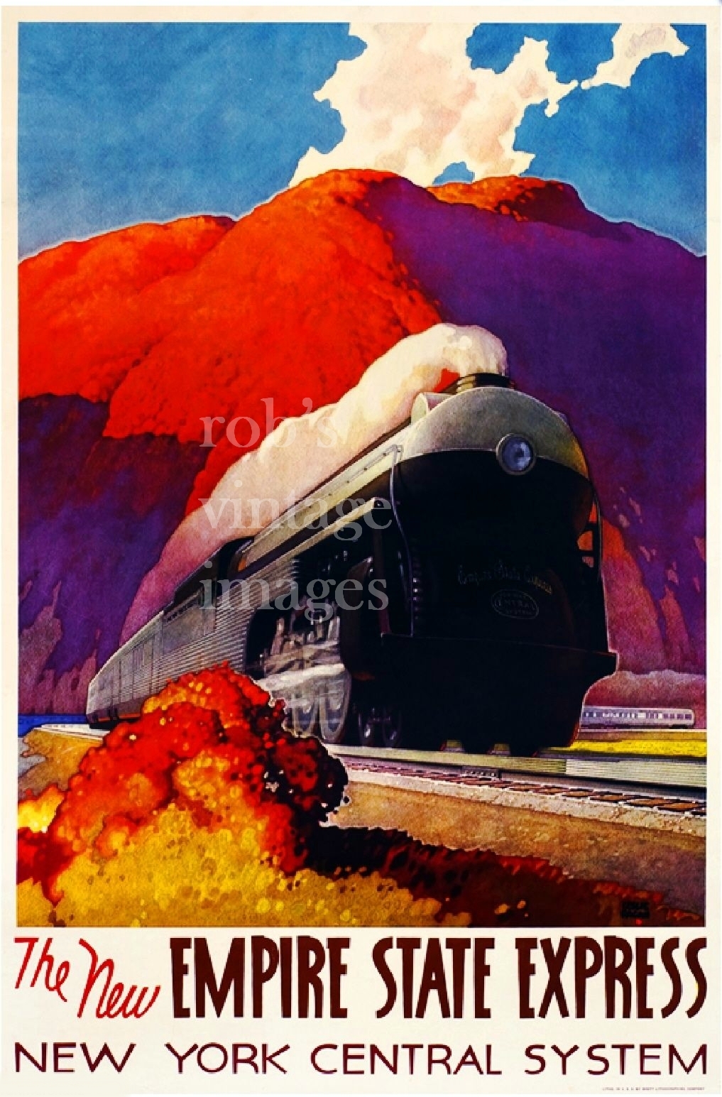 New York Central Train Poster Railroad Empire State Express art deco ...