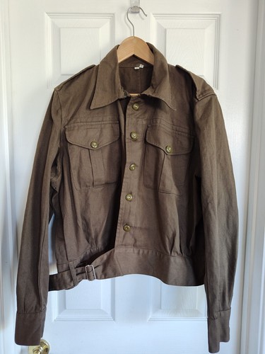 WWII British P37 Battle Dress Jacket Reproduction Sz 46 XL Cotton Twill ...