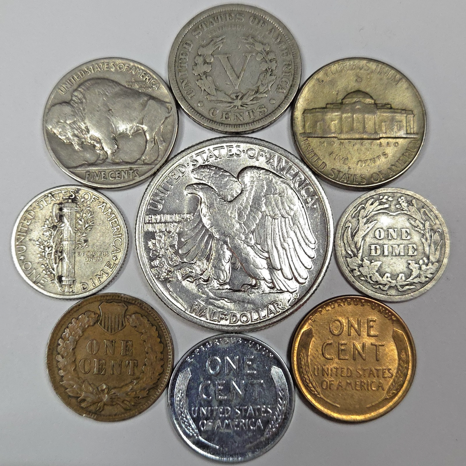 Old Obsolete US Coin Collection With 4 Silver & Uncirculated 9 Coin Set ...