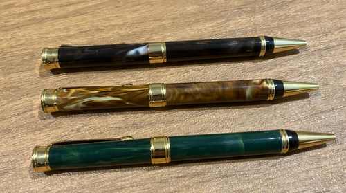 Lot of 3 Vintage Beautiful Unbranded Marbled Ball Point Pens Green ...