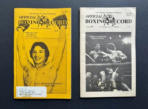 OFFICIAL BOXING RECORD BOOKS LOT OF 2 RAY "BOOM BOOM" MANCINI | eBay
