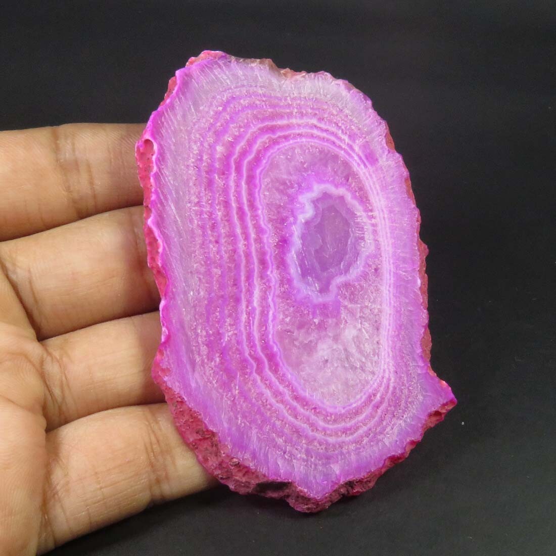 Pink Dyed Slice Geode Gemstone. 76x47mm. Natural SLICE Agate Cabochon ...