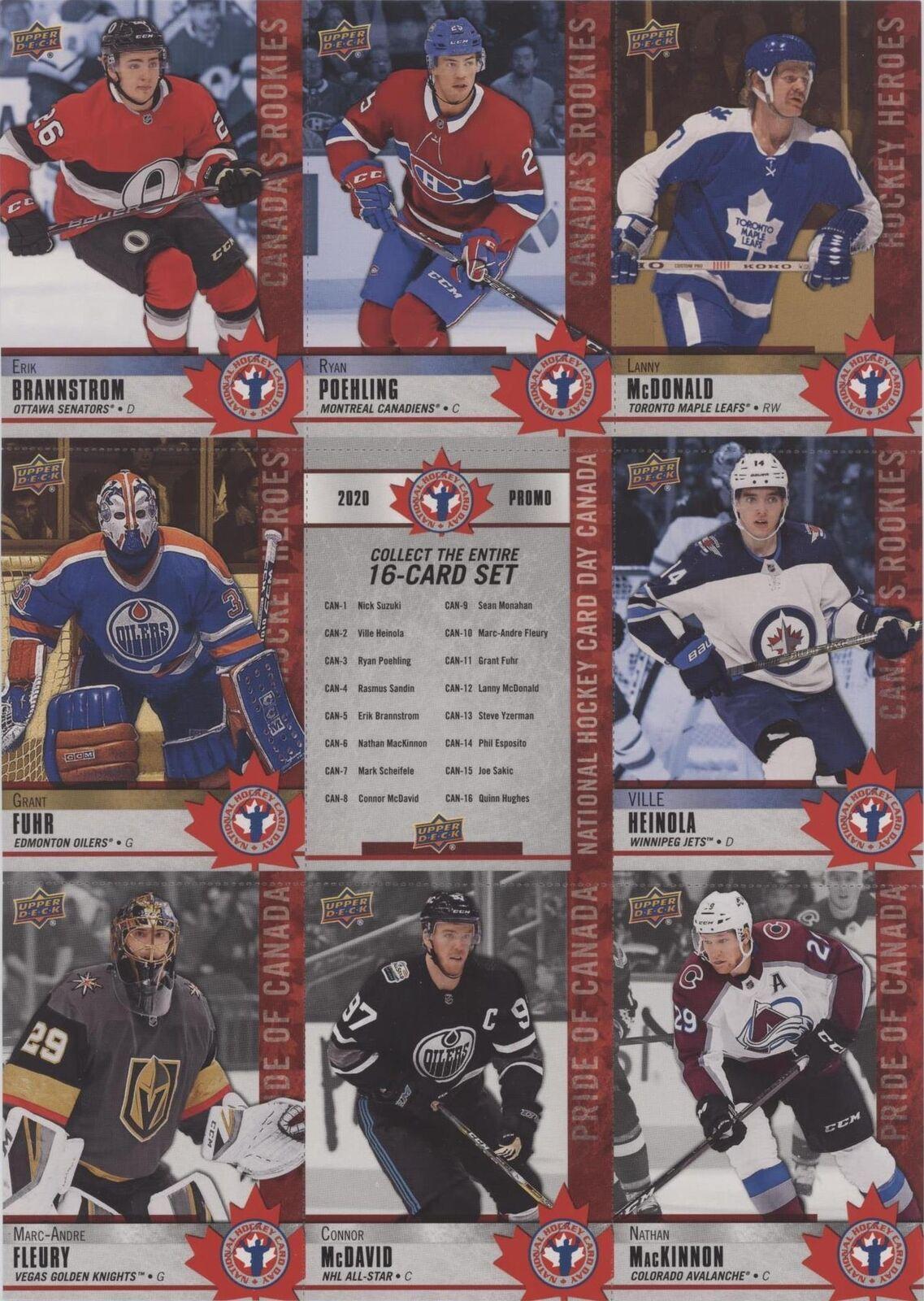 2020 Upper Deck National Hockey Card Day - Canada Uncut Sheet Connor ...