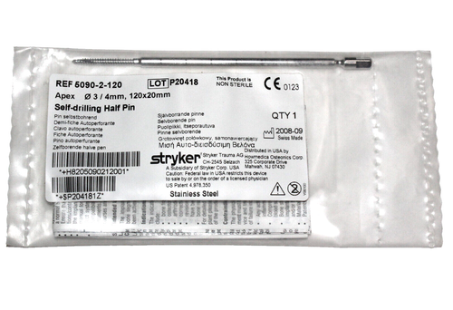 NEW SEALED Stryker 5090-2-120 Apex Self-Drilling Half Pin ¾mm Diam, 120 ...