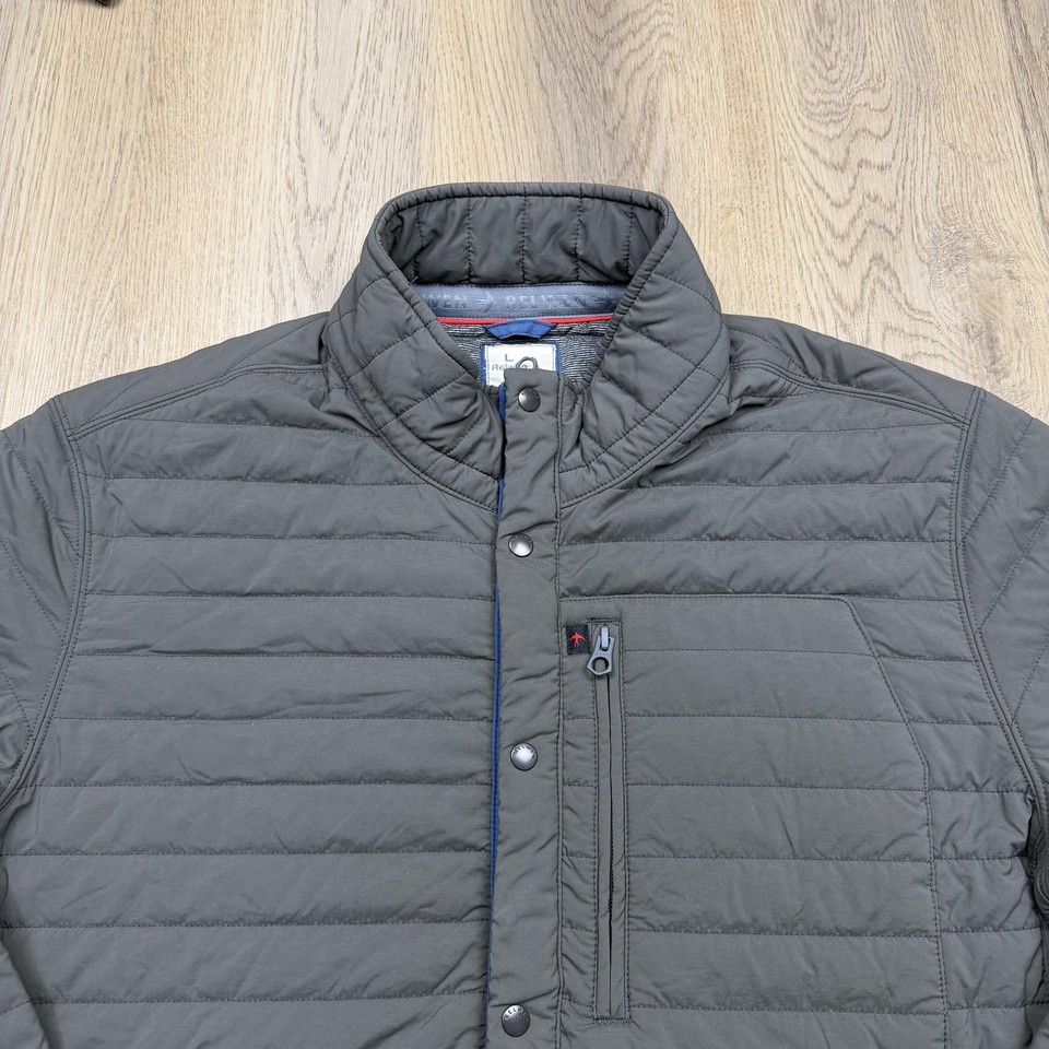 Relwen Jacket Mens Large Gray Windzip Quilted Snap Insulated Puffer ...