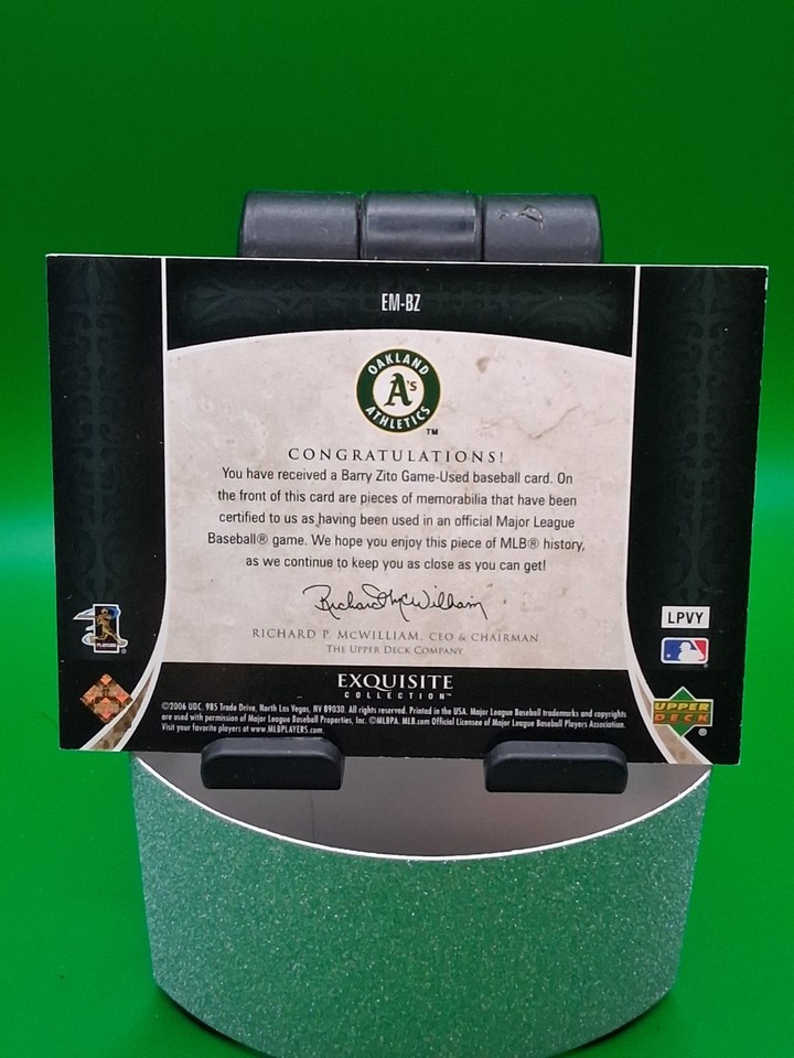 2006 U.D. EXQUISITE Barry Zito# EM-BZ PATCH CARD 21/25 | eBay