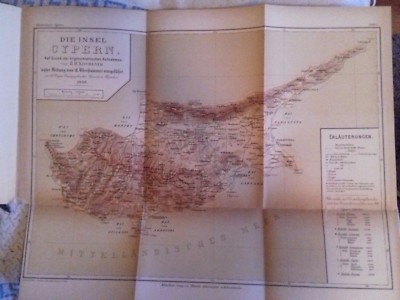 1903 H.H. KITCHENER CYPRUS MAP. BY GERMAN EUGEN OBERHUMMER KARTE INSEL ...