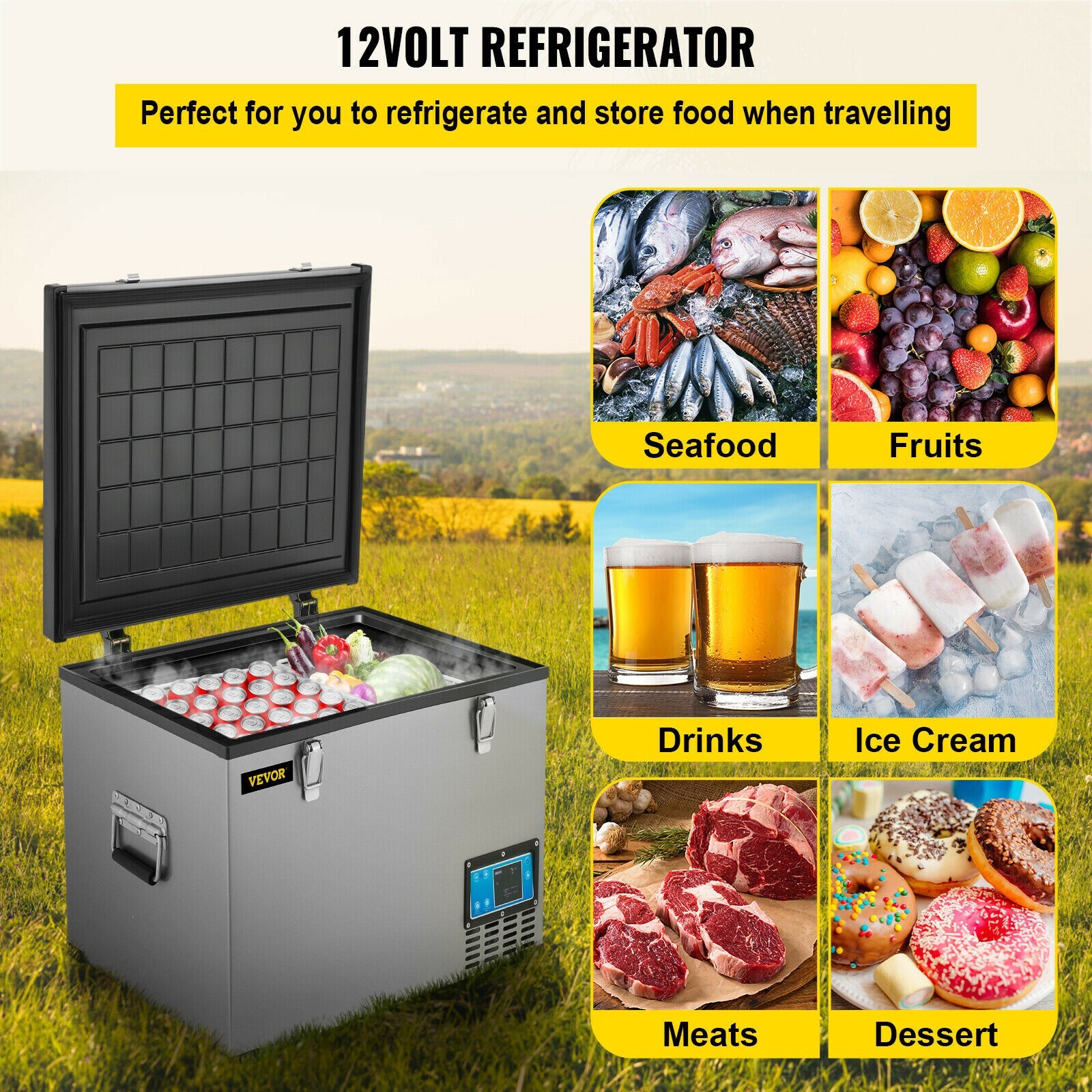 85L Car Fridge Portable Compressor Freezer 90Qt Camping Refrigerator ...