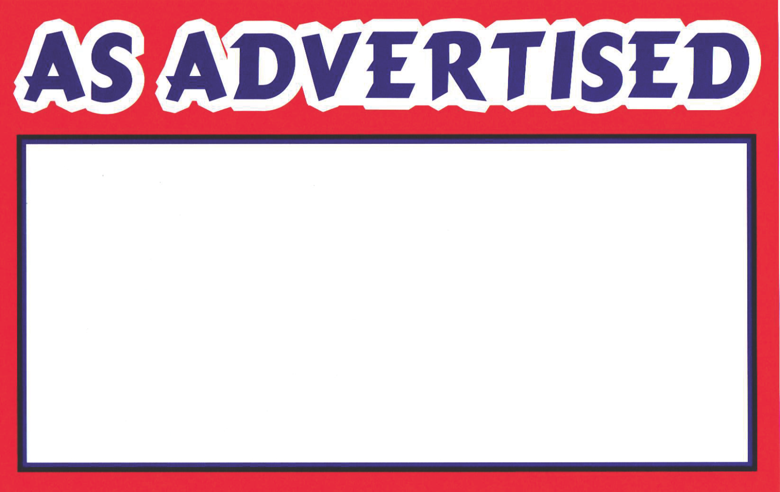 As Advertised Shelf Signs Price Cards-Red & Blue 7"W x 5.5"H-100 signs ...