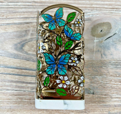 Bath & Body Works BUTTERFLY TOSS Enameled Gold Metal Marble Soap Holder ...